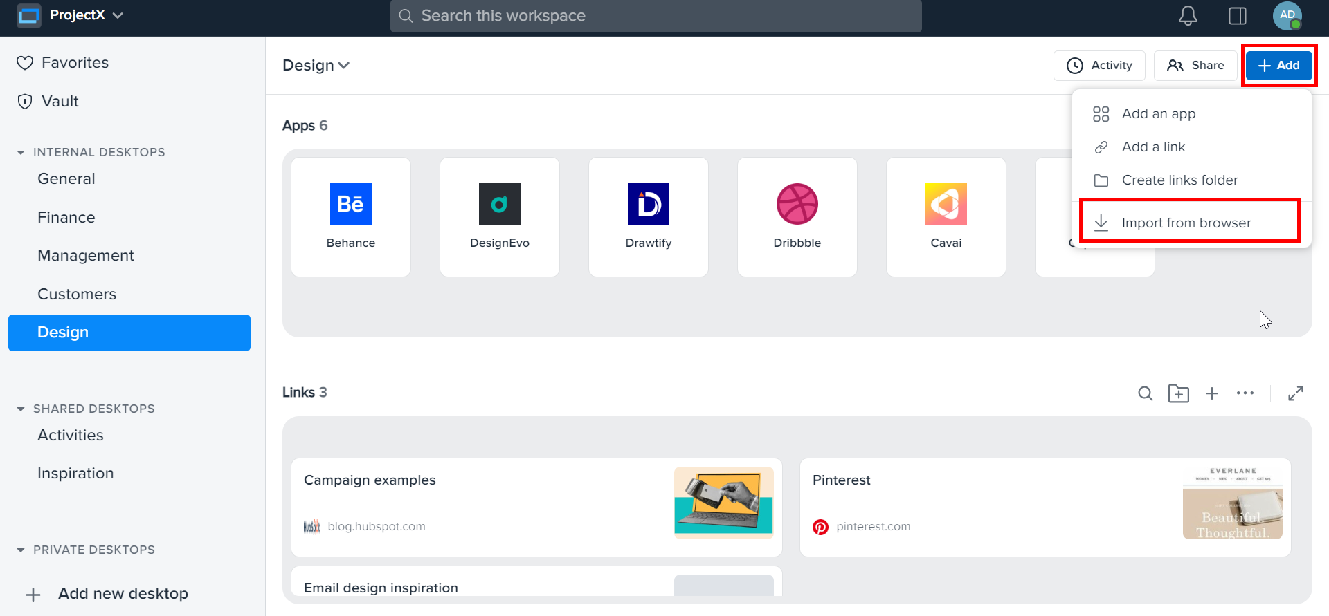 How to import bookmarks from a browser to a desktop | Support | Webtop.com